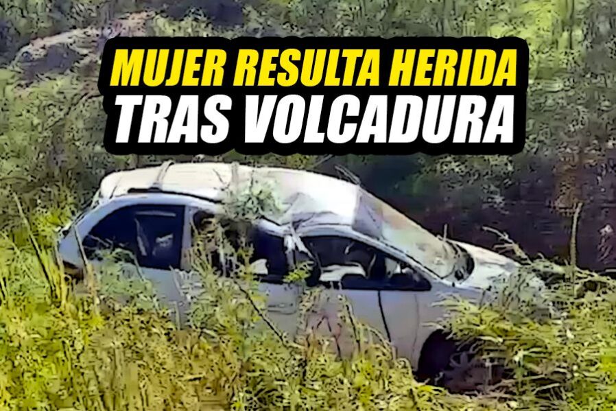 Volcadura deja a una mujer herida en la carretera a Aldama