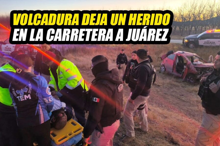 Volcadura deja un herido en la carretera a Juárez